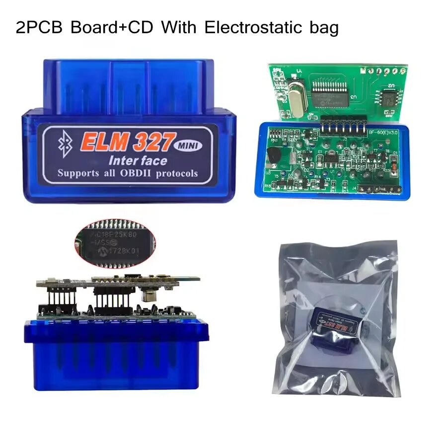 ELM327 Bluetooth V1.5 Считыватель Кодов С Автоматической Диагностикой Для Android И Symbian, Двухсторонняя Печатная Плата