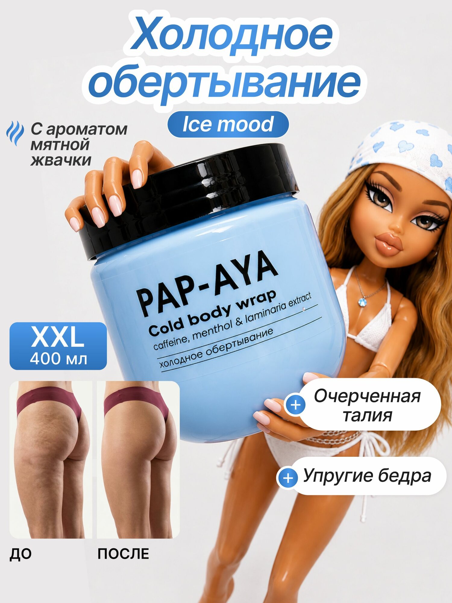 Обертывание антицеллюлитное для похудения тела холодное