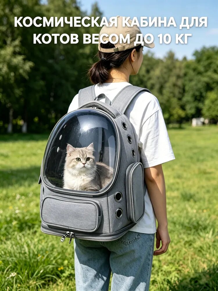 Рюкзак космонавт для кошек до 10 кг для прогулок