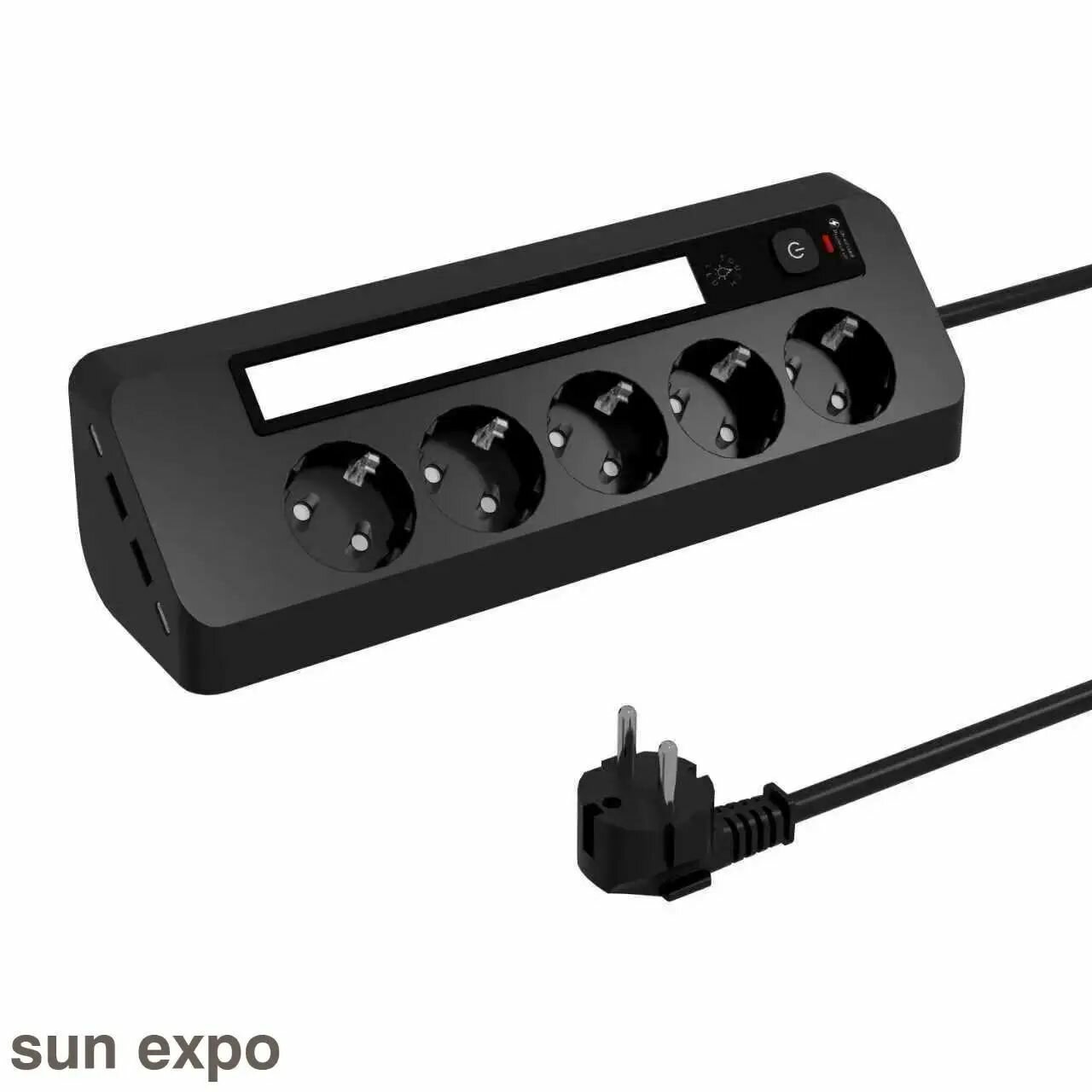 Удлинитель угловой, 5 розетки с 2 USB и 2 разъёмами Type-C, 16A 4000W