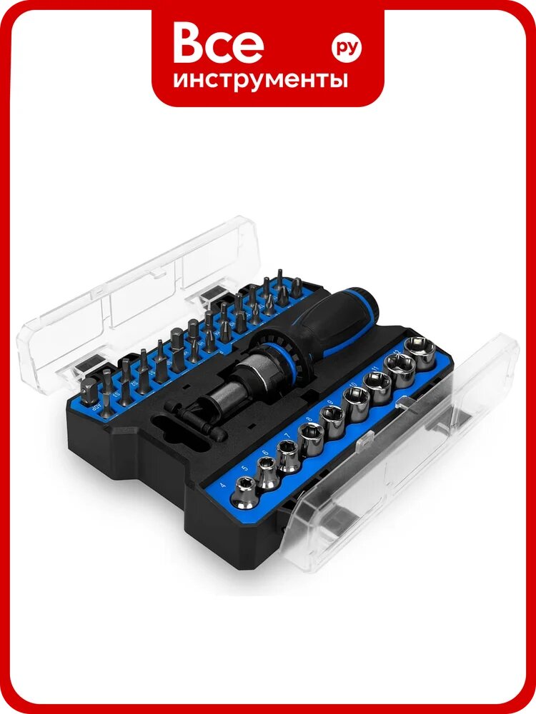Набор бит vertextools 36 предметов, держатель реверсивный, головки 0033-36