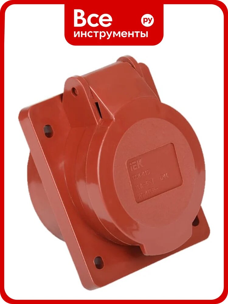 Скрытая розетка IEK 414, 3Р+РЕ, 16А, 380В, IP44, ИЭК PSR42-016-4