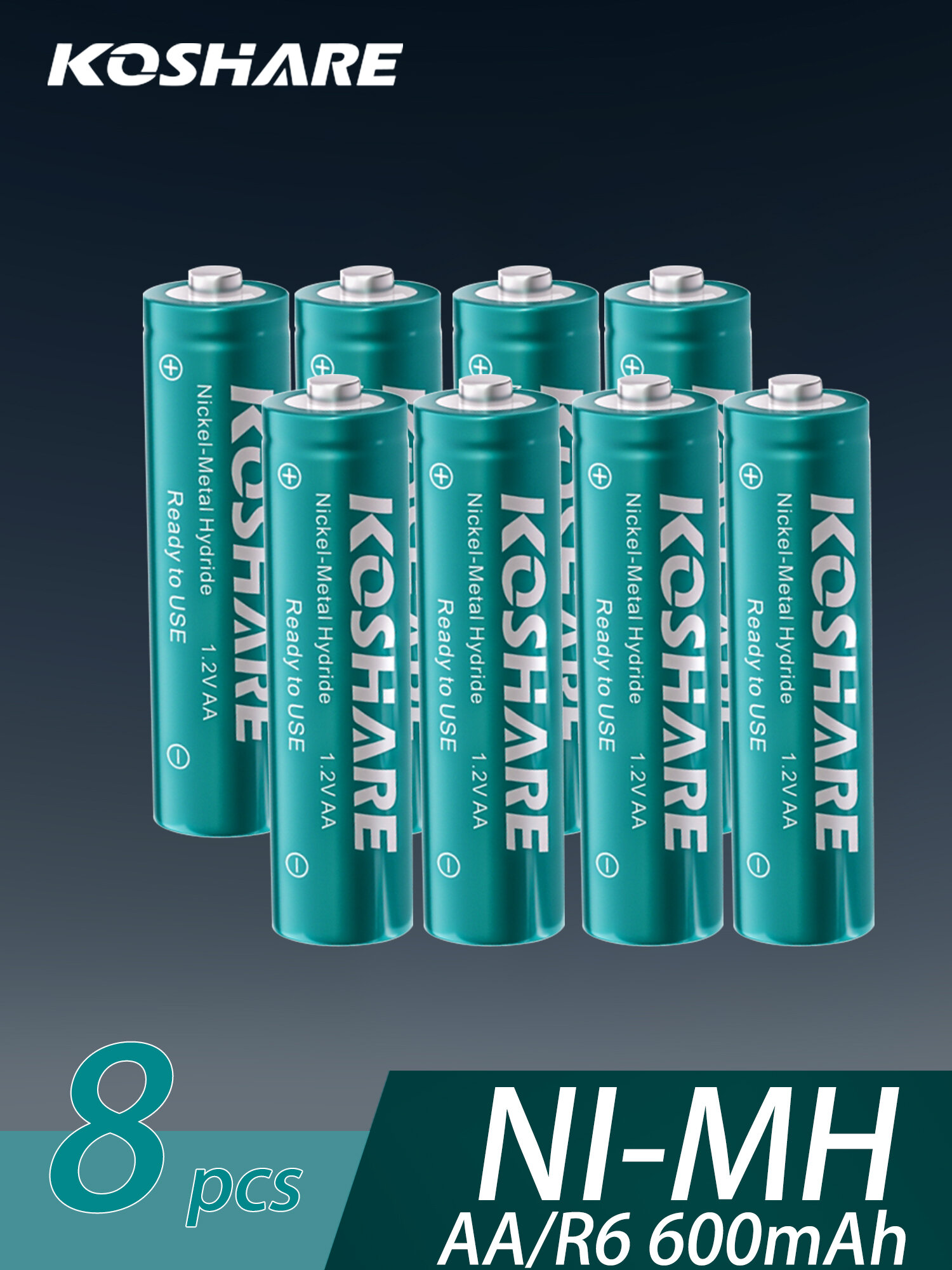 KOSHARE AA HR6 600mAh аккумуляторная батарея NiMH аккумулятор 1,2 В пальчиковая батарейка