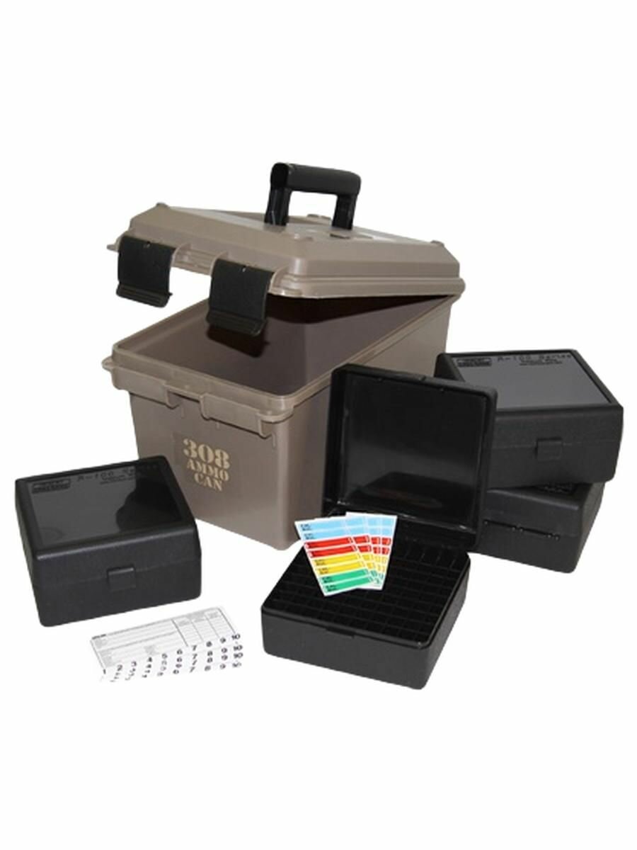Комплект коробок для патронов MTM Ammo Can Combo .308 Win / 7.62x51 Dark Earth на 400 шт, арт. ACC308