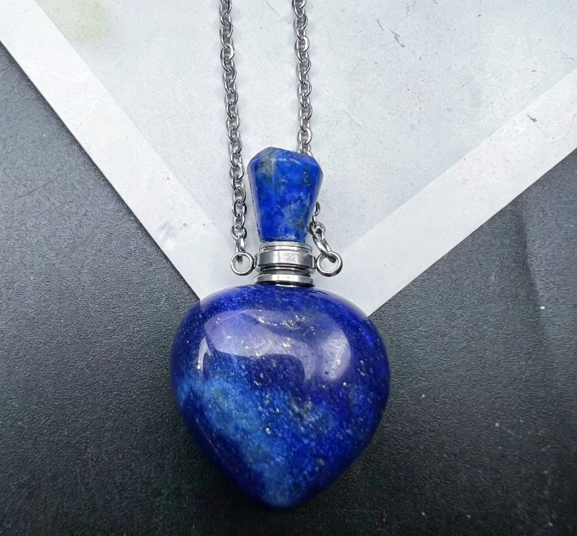 Кулон-урна для праха питомца S17 Heart Crystal Синий, Lapis lazuli