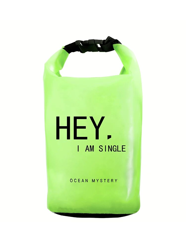 Зеленый водонепроницаемый спортивный мешок с прозрачной надписью 'I AM SINGLE' - сумка для пляжа и бассейна
