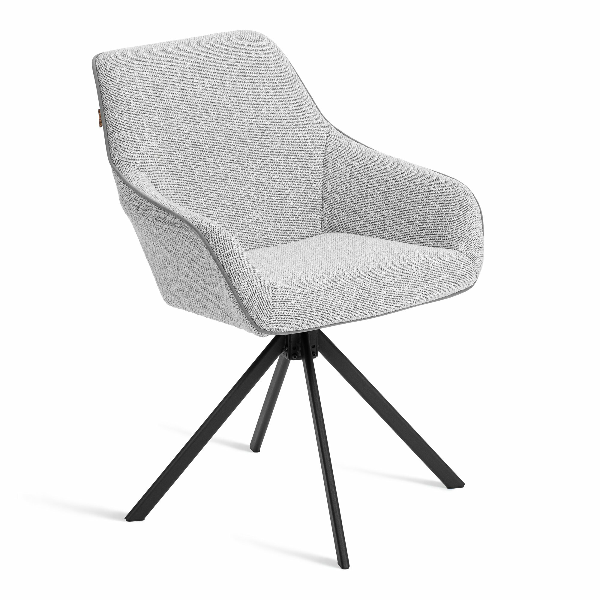 Кресло обеденное мягкое поворотное TetChair Дублин, букле серый, опора 360°, металл черный