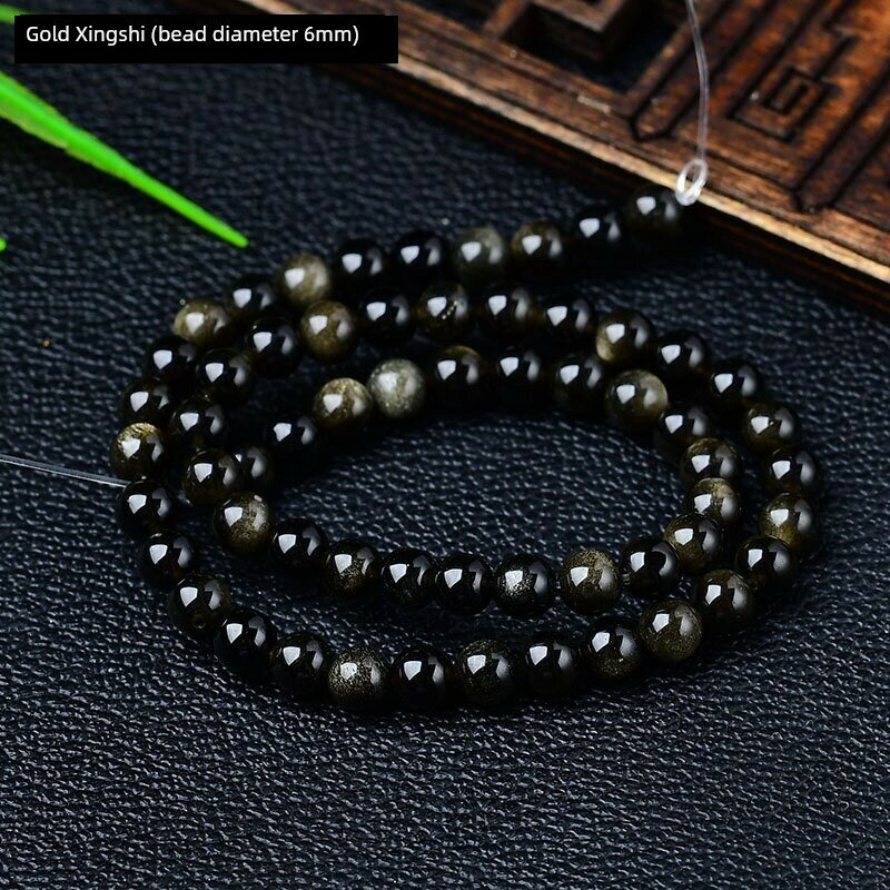 Естественная черная обсидиановая бусина 6 мм с отверстием для ювелирного рукоделия - компоненты браслетов и ожерелий