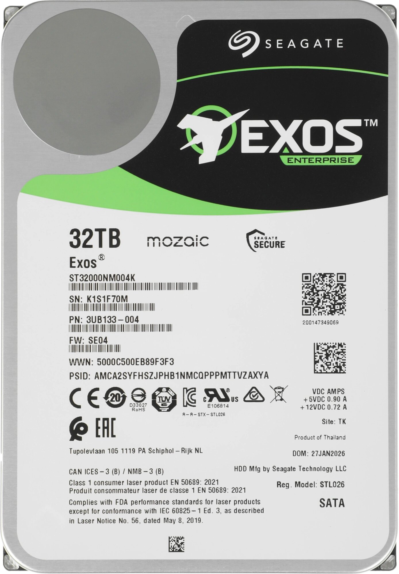 Жесткий диск Seagate SATA-III 32TB ST32000NM004K Server Exos M 512E (7200rpm) 512Mb 3.5