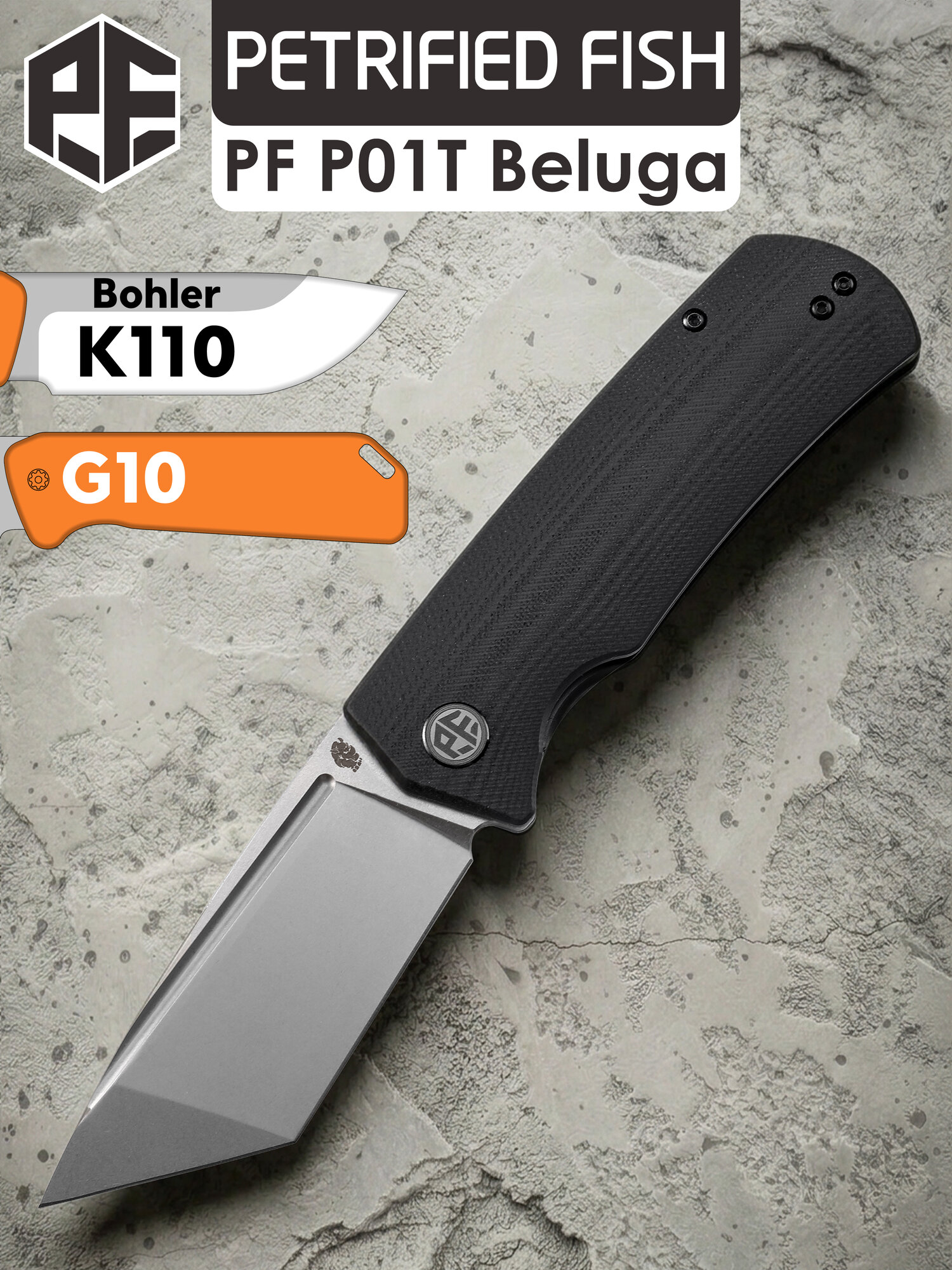Складной нож Petrified Fish Beluga Tanto PFP01TDW