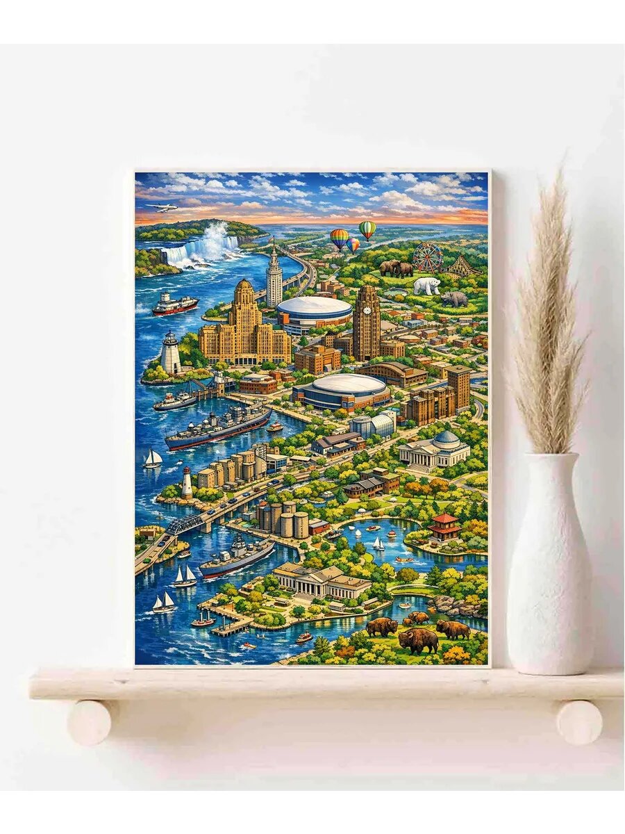 Буффало, США, Fantasy Map, Карта, Плакат 30x42см
