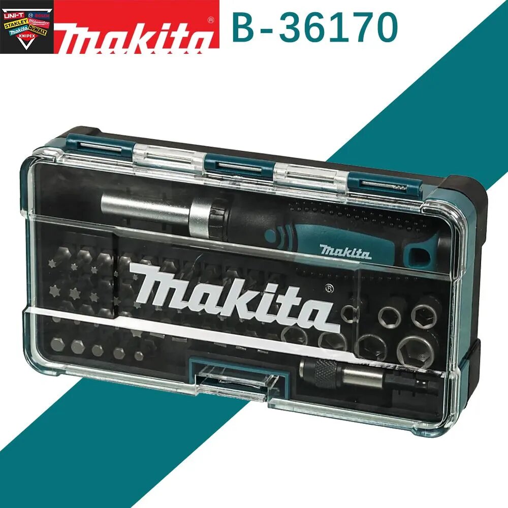 Makita B-36170 Набор торцевых головок и отверточных бит с трещоткой Makita 47 предметов