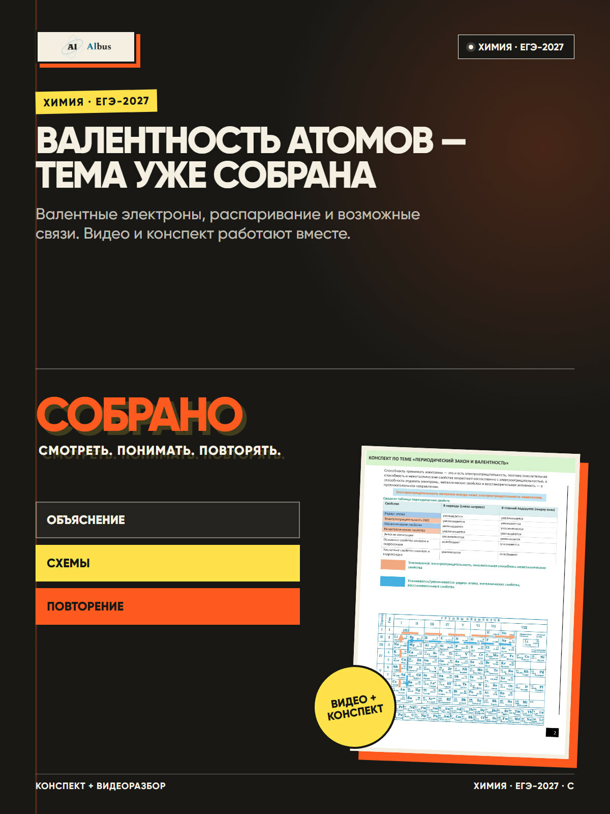 Как разобраться в теме «Валентность атомов» к ЕГЭ-2027 — видео и конспект Альбус