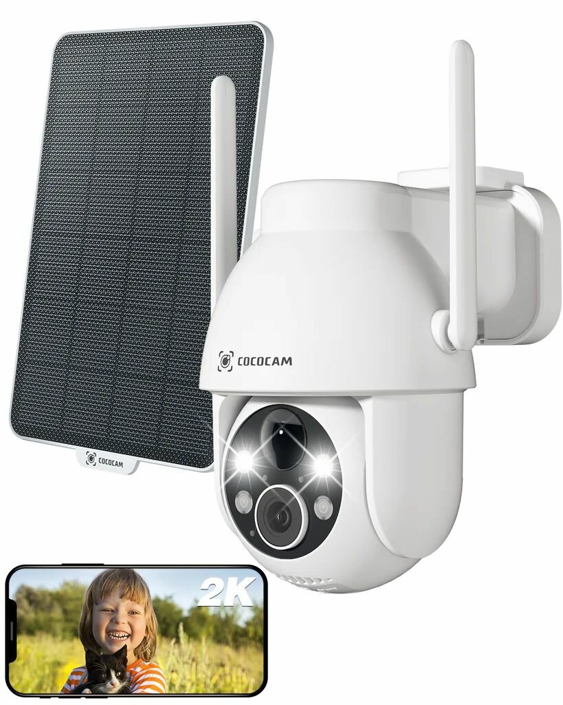 Уличная Wi-Fi камера COCOCAM ZY-C2 2K с солнечной панелью