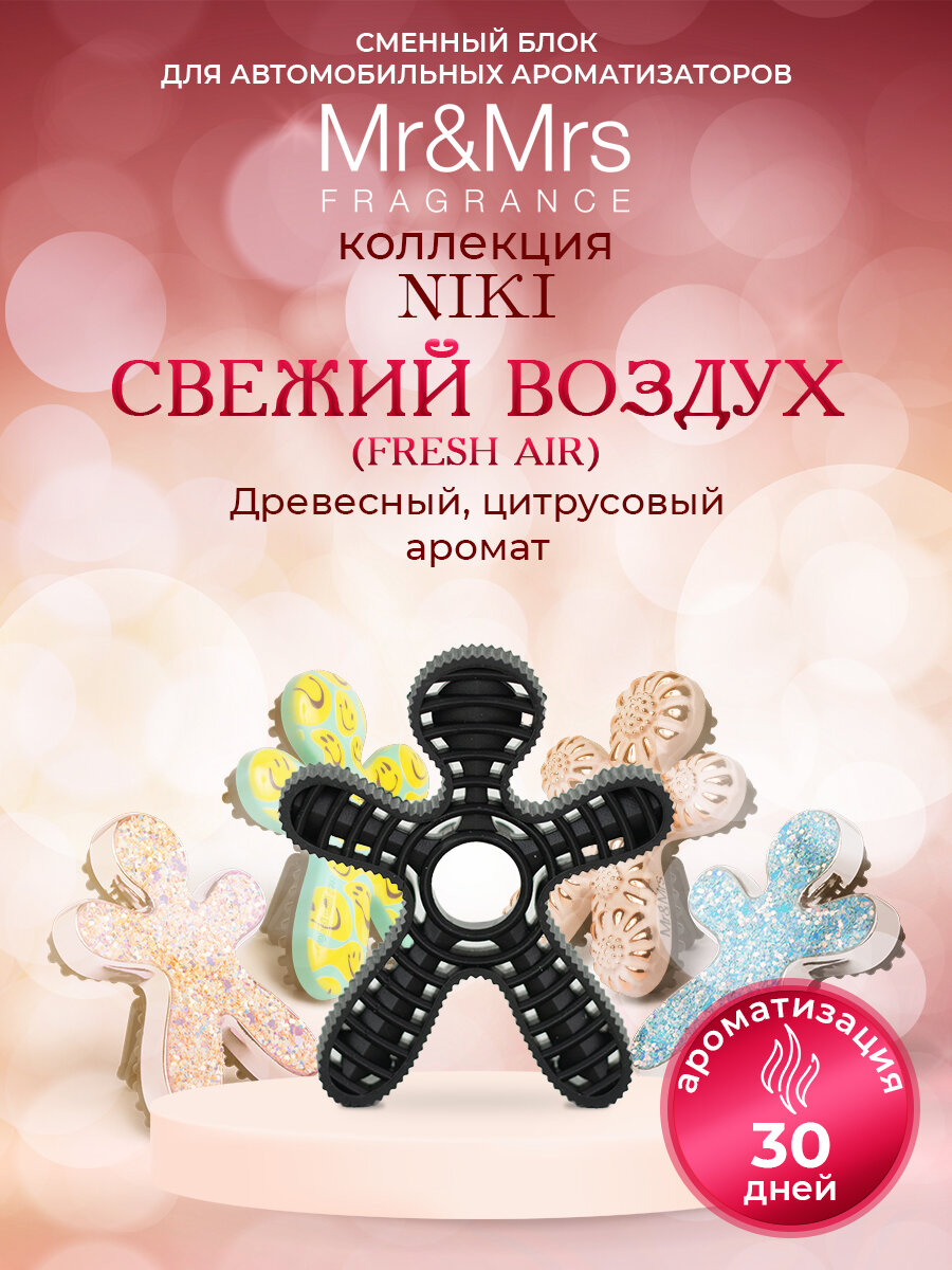 Сменный блок для ароматизатора Mr&Mrs Fragrance Niki Fresh Air Свежий воздух сменный картридж запасной блок картридж для ароматизатора