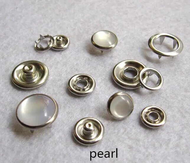 Пуговицы-застежки Botones белые 10/12/15 мм 100 комплектов 10mm, pearl