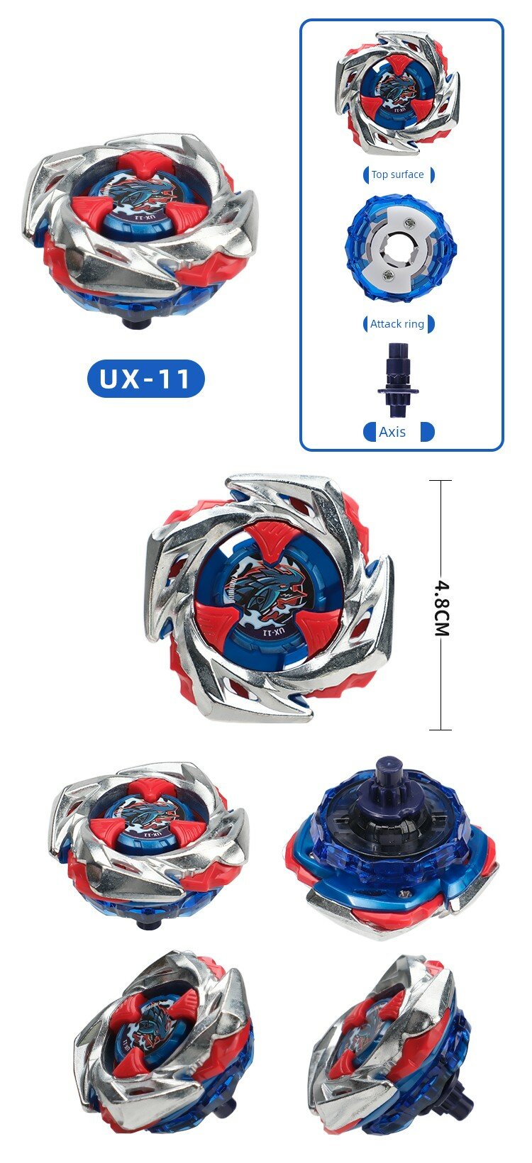 SB X Generation UX Series Изготовленный из сплава вращающийся топ, модель UX-11, оригинальный цвет, один топ для битвы