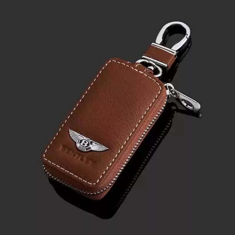 Кожаный чехол для ключей Bentley для Flying Spur, Continental, Mulliner, Continental GT, Bentayga - Коричневый, 1 шт