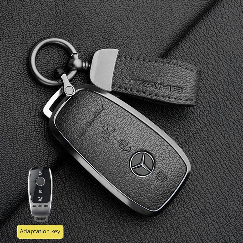 Чехол для ключей Mercedes AMG из французской козьей кожи, цвет темный, 3 кнопки, аксессуар с логотипом AMG