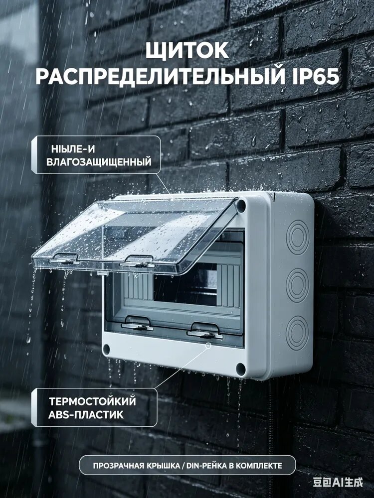 Щит распределительный навесной IP65, Бокс для автоматов уличный на 4-12 модулей, Корпус электрощита влагозащищенный с прозрачной крышкой, ABS пластик.
