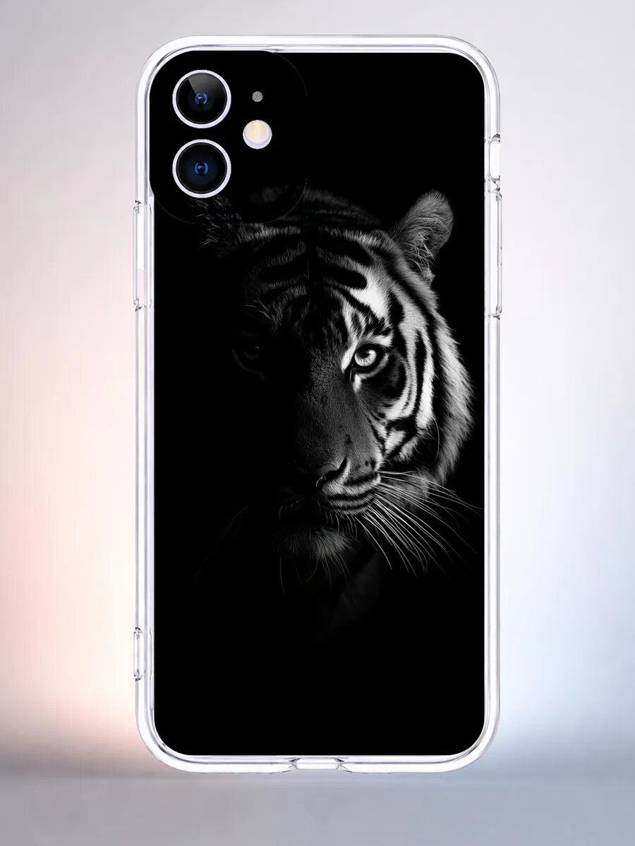 Чехол iPhone 11 тигр в темноте силиконовый