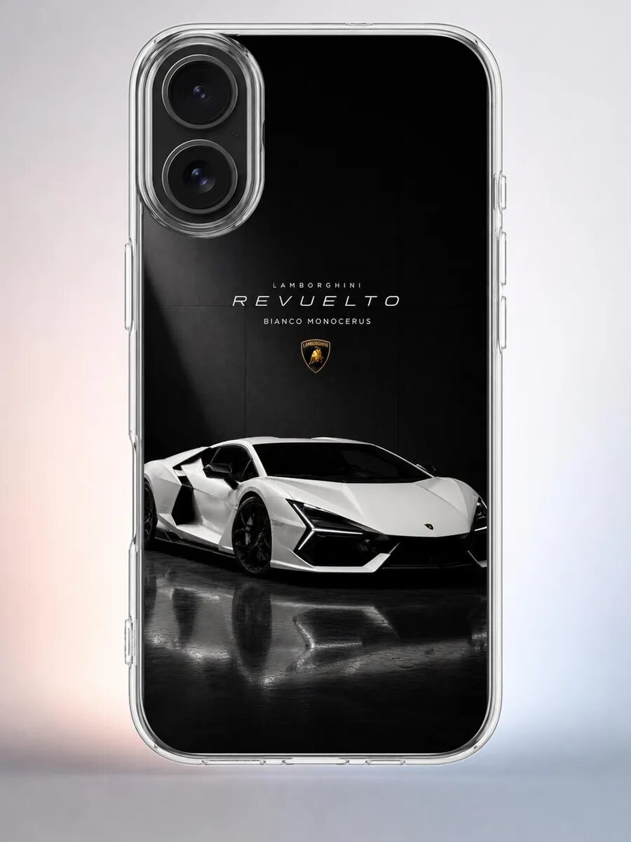 Чехол iPhone 16 lamborghini revuelto силиконовый прозрачный