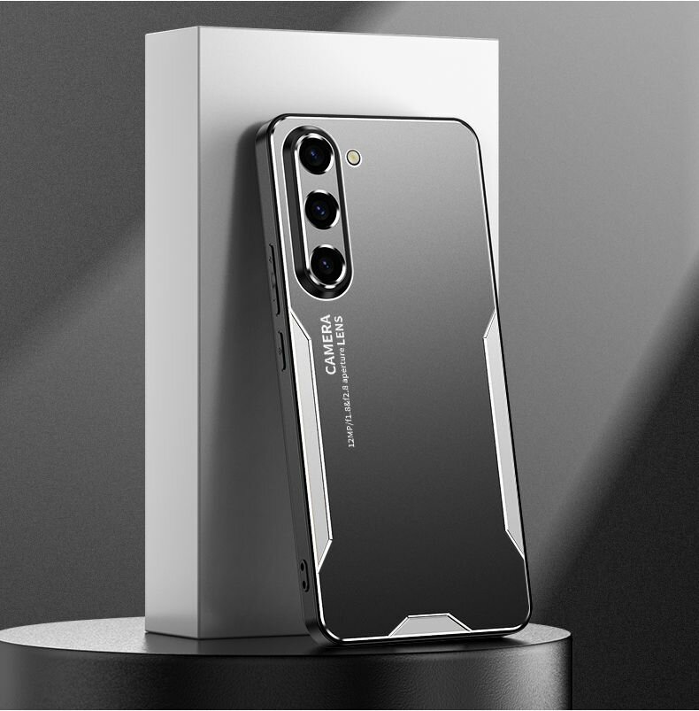 Металлический Чехол на Samsung Galaxy A57/ Чехол Самсунг A57: Серия твердых оболочек, Черный Серебро