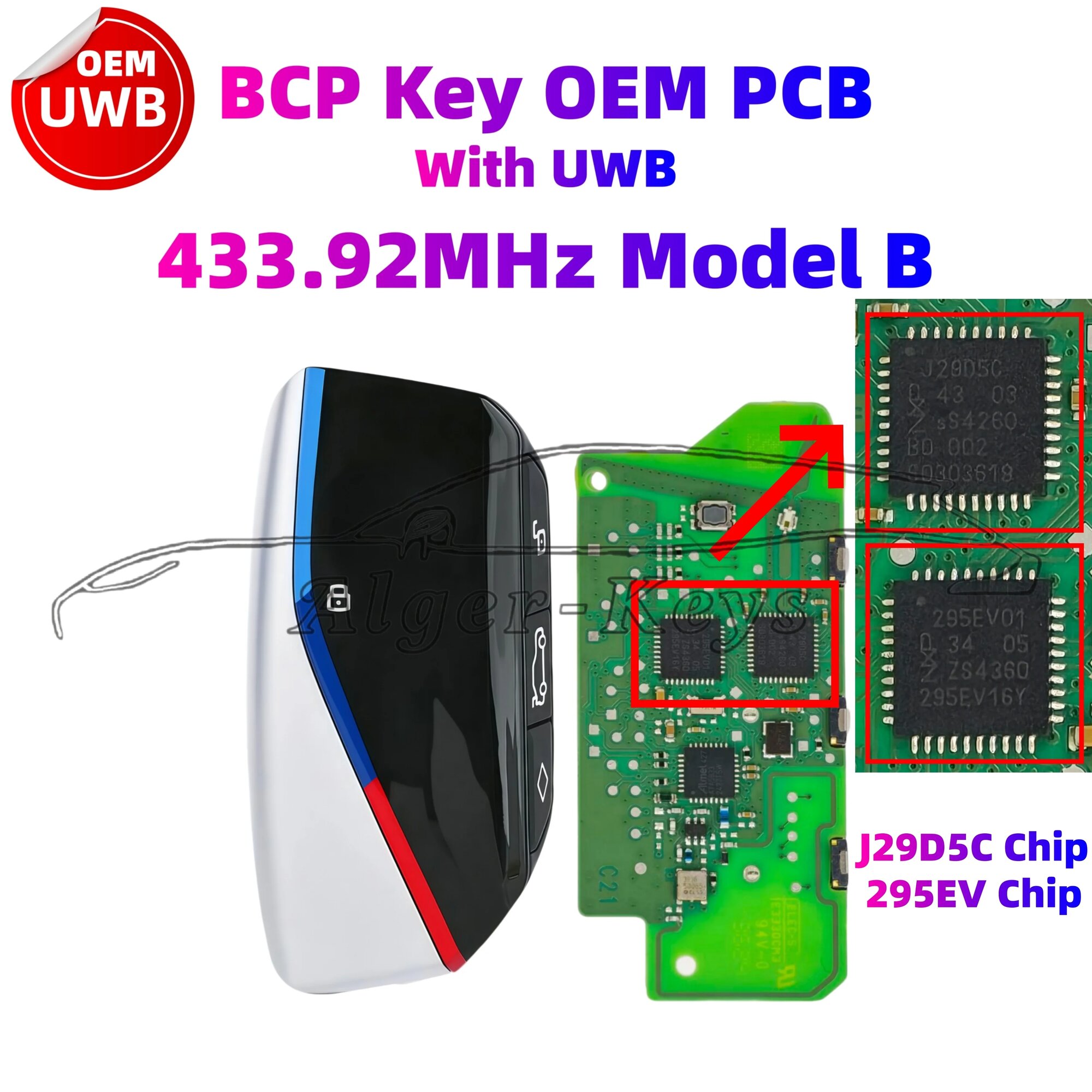 Плата Algernon-keys OEM PCB для ключа BCP с чипом UWB J29D5C, чипом 295EV, для 43392 OEM PCB For B
