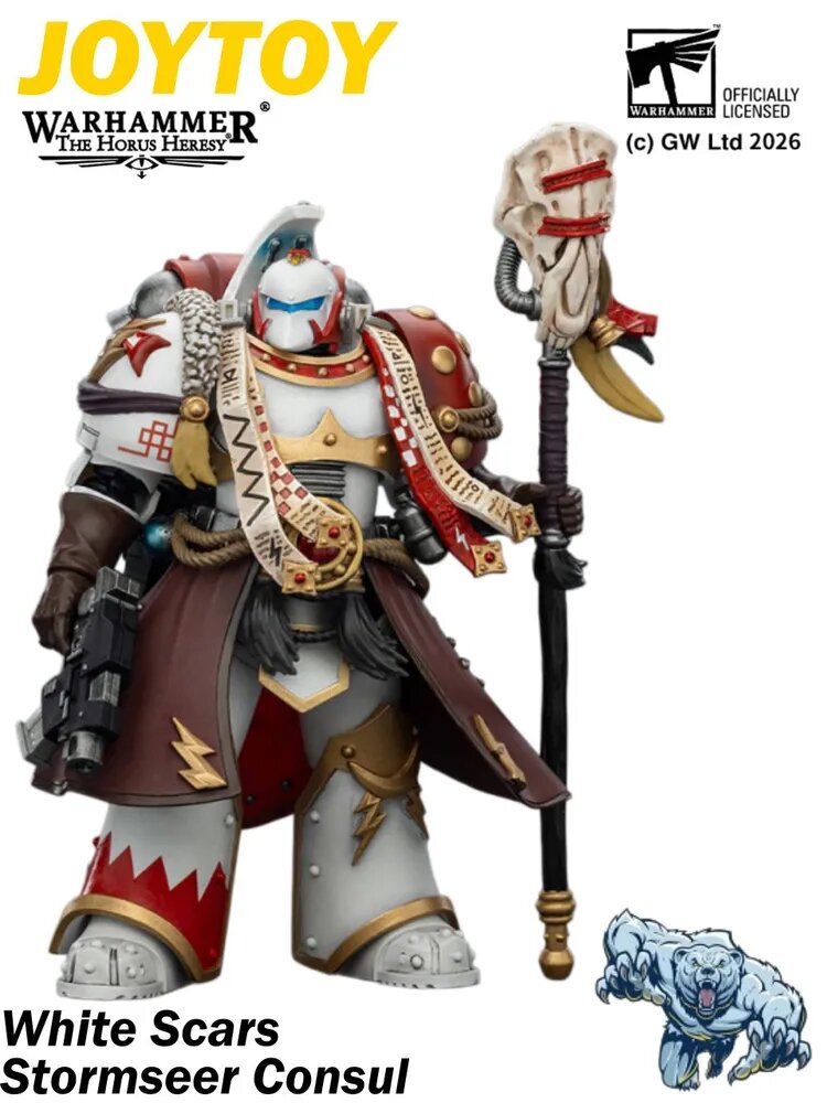 JOYTOY warhammer 30000 White Scars Stormseer Consul with Force Staff and Bolt Pistol 1/18 nодаpок коллекция игрушек