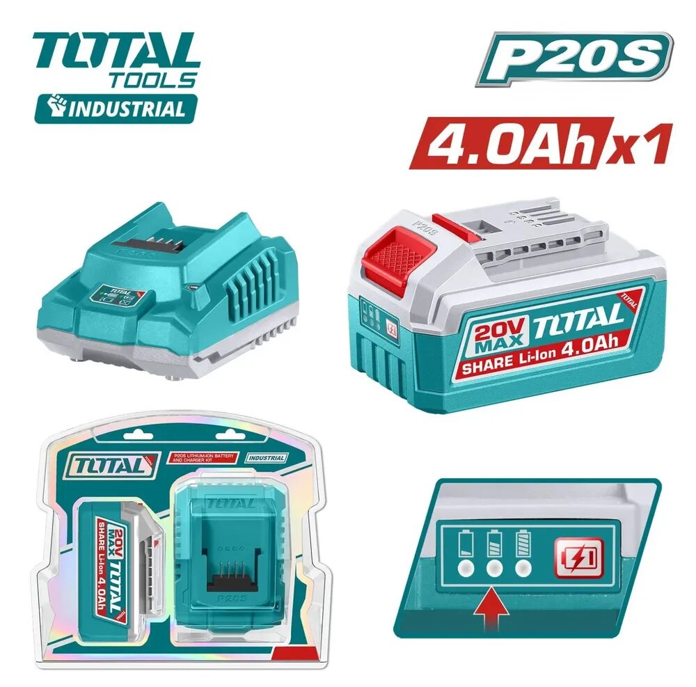 Аккумулятор Ач 4 с зарядным устройством TOTAL TFBCPK1012