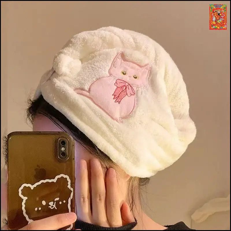 Полотенце для сушки волос с капюшоном, хлопок, белый, размер 25х65 см, дизайн животные