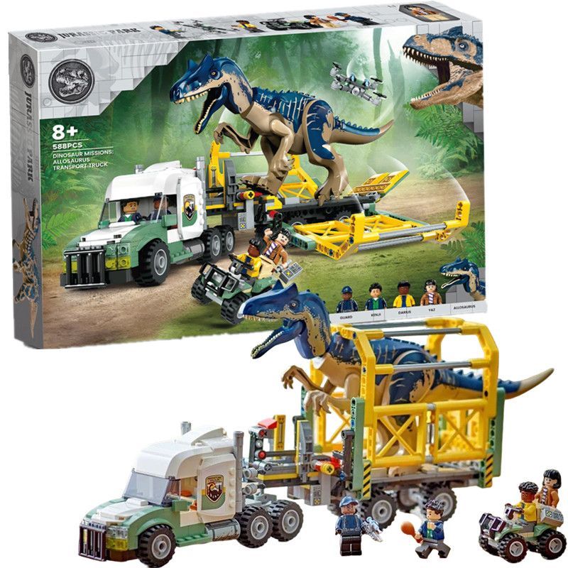 Конструктор Транспортный грузовик Аллозавра сопоставим с Jurassic World 76966