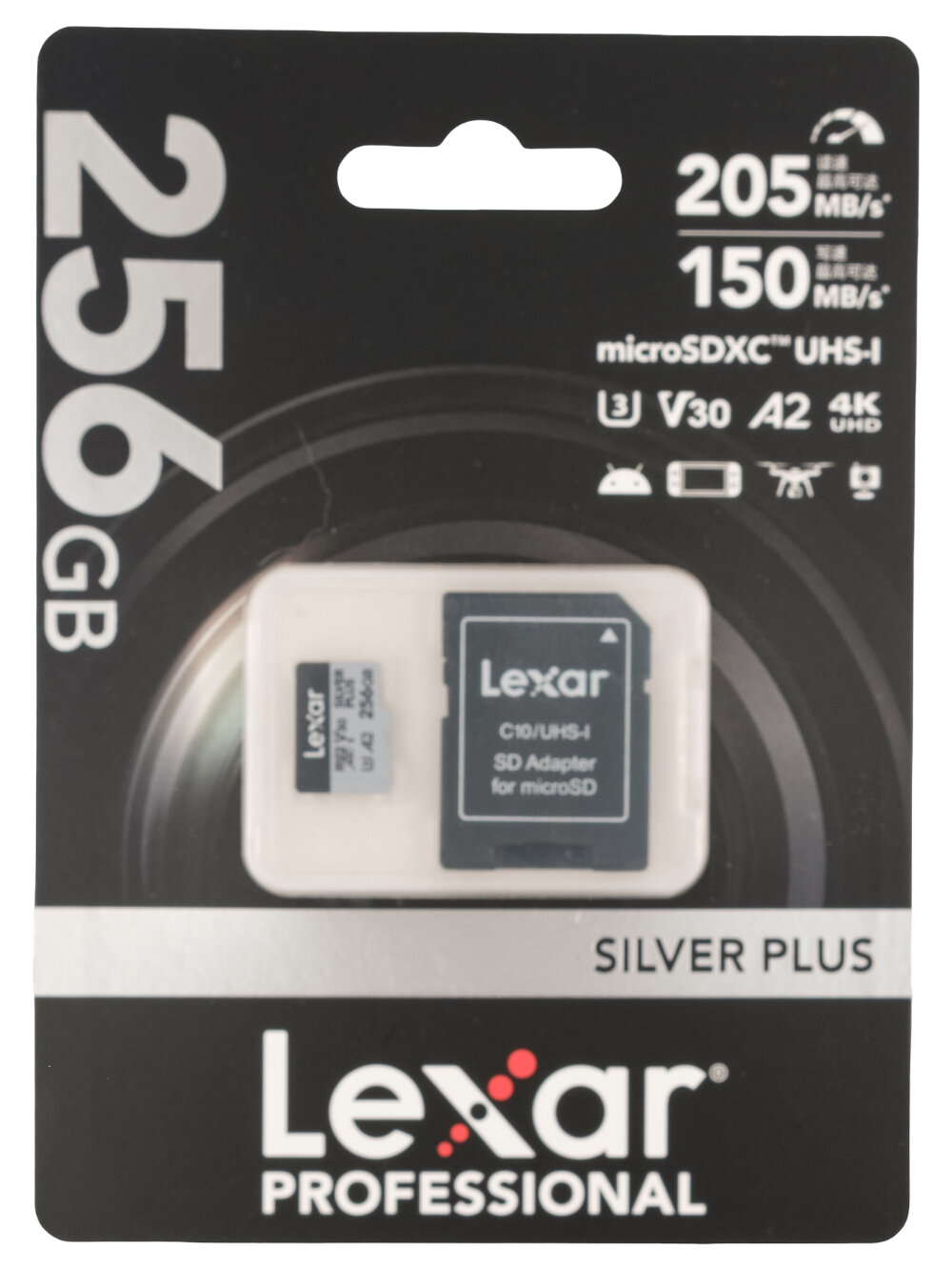 Карта памяти 256GB Lexar Silver Plus microSDXC UHS-I V30 U3, 205/150 Mb/s