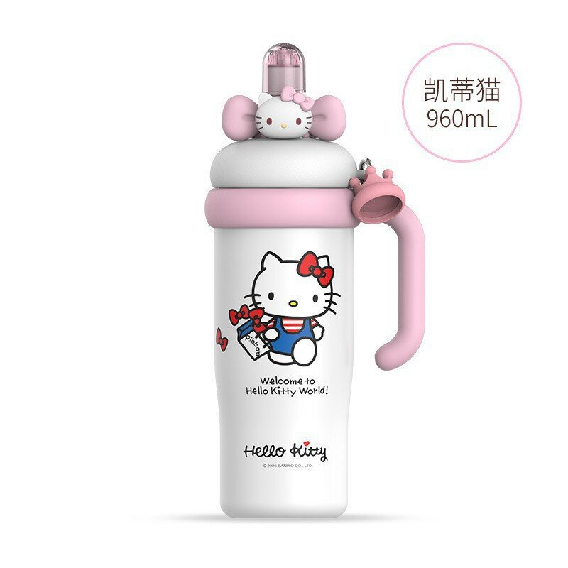 Термос для детей Sanrio Hello Kitty с трубочкой, портативная бутылка для школы Цвет：Ледяной Король Сладкий Чай Хелло