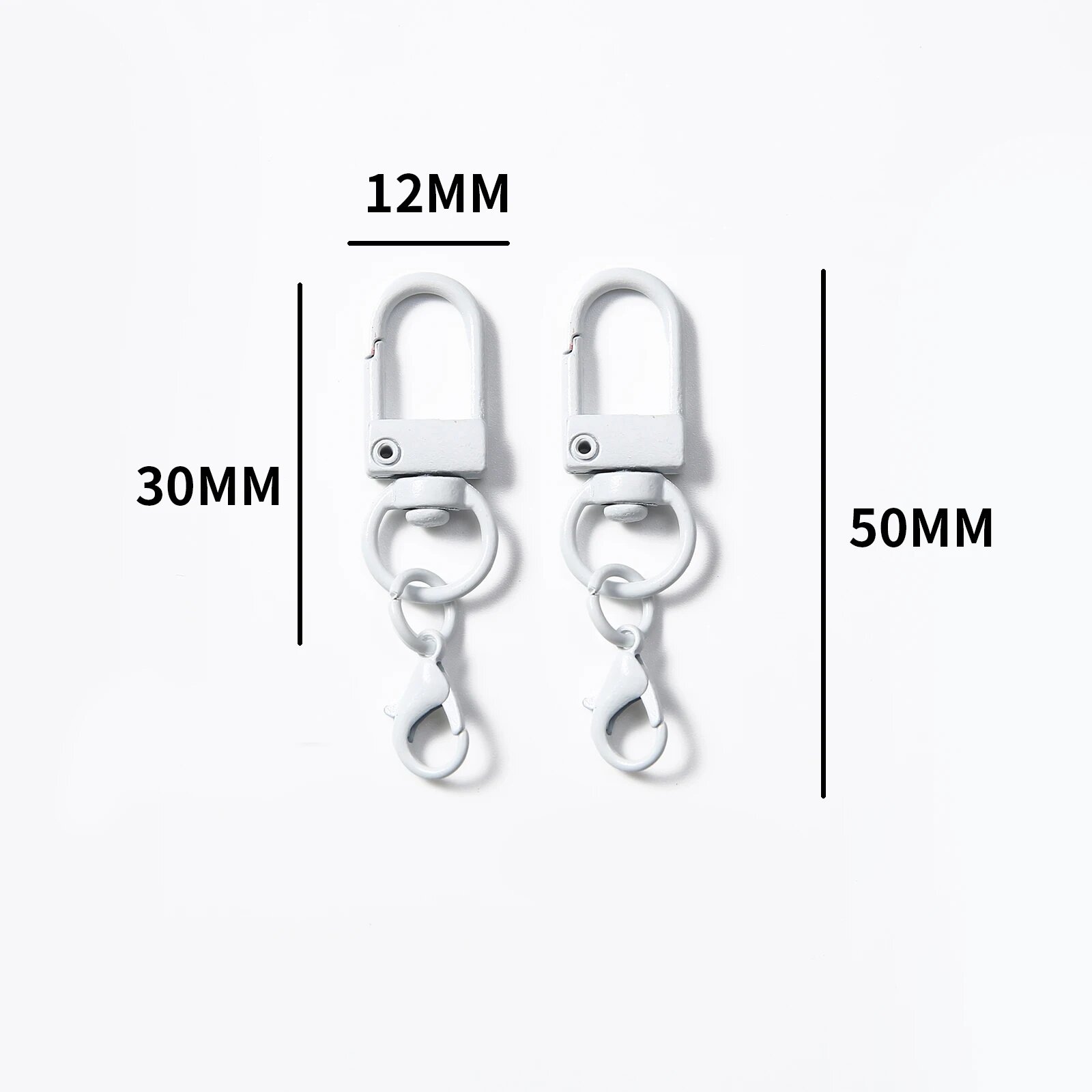 Металлические застежки-карабины для бижутерии 50 шт. 50 pcs, Белый, White