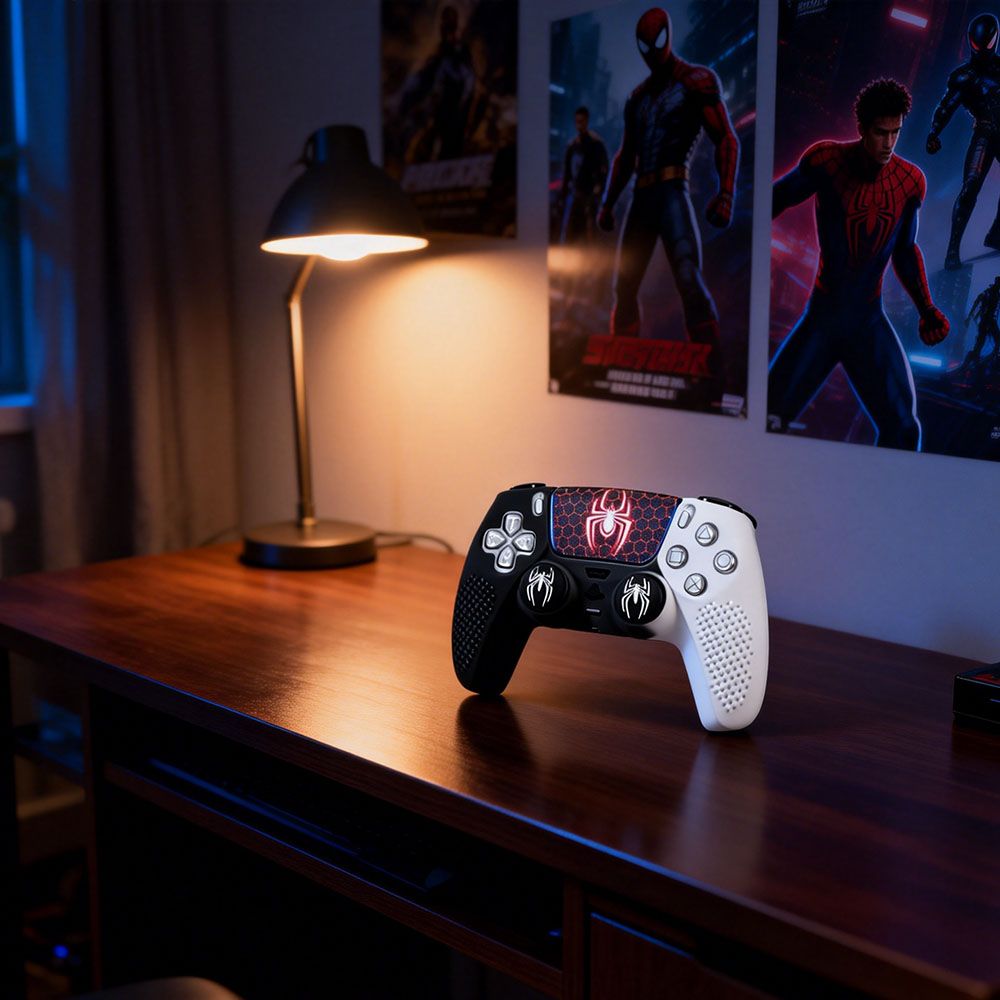 Силиконовый чехол для геймпада PS5 Человек-паук, защитный чехол + колпачки для стиков аксессуары PS5 для контроллера для игровой приставки накладки на стики в стиле супергероя