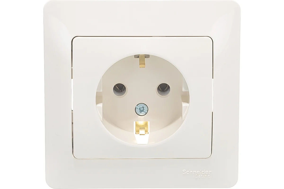 Розетка с заземлением, (в сборе), бежевая, Schneider Electric Glossa (2 шт)