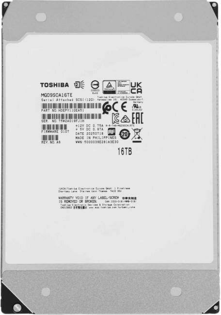MG09 MG09SCA16TE 16 Тб 7200 оборотов/мин SAS 12Gb/s 3.5" 512 Мб 24x7 512e