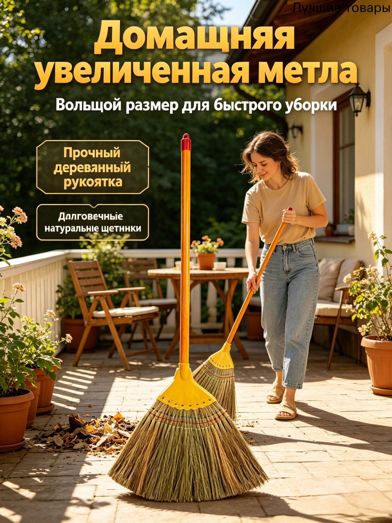Веник из натурального бамбука и мискантуса,