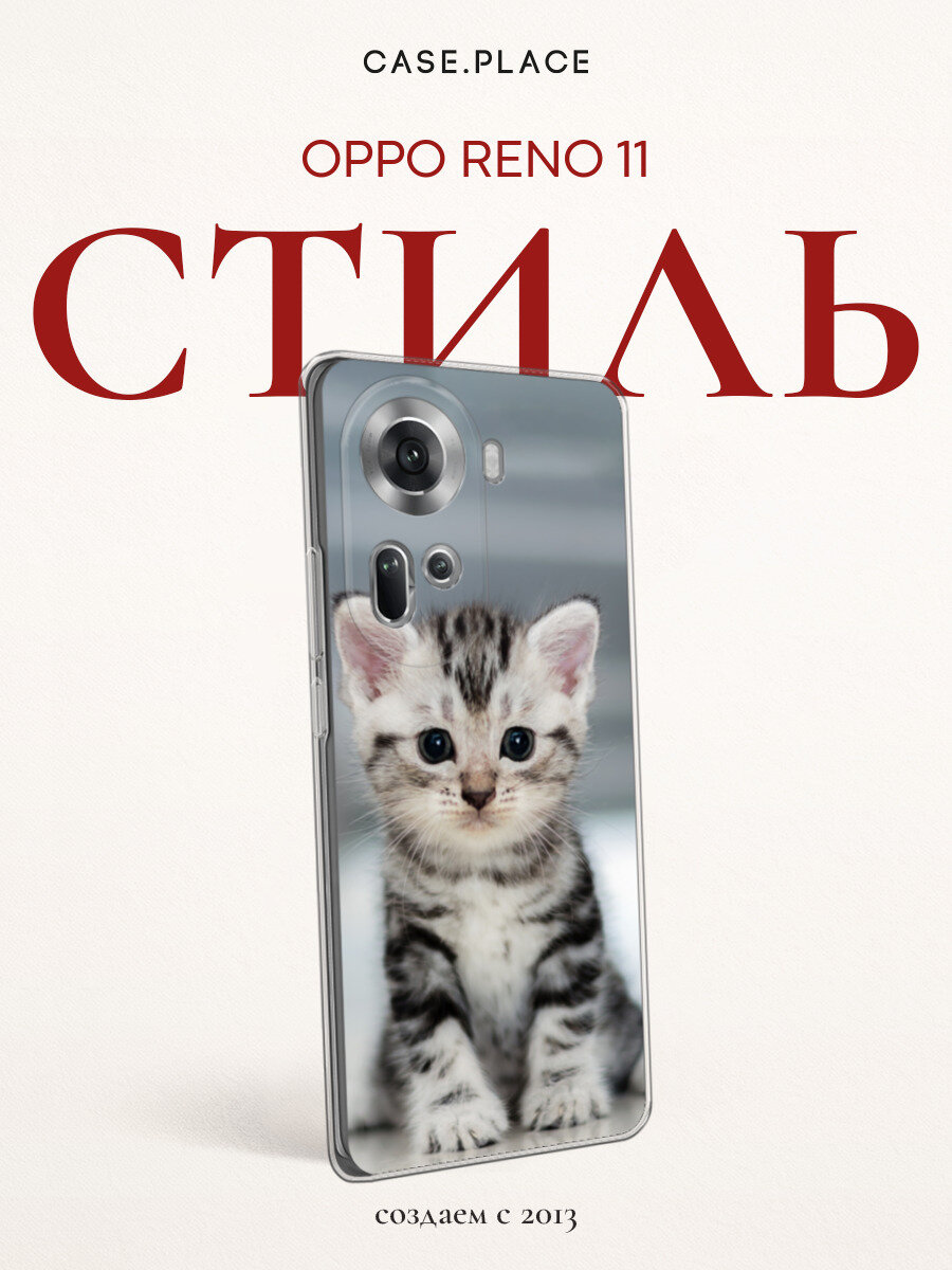Чехол на Oppo Reno 11 (Global) / Оппо Рено 11 Глобал с принтом Полосатый котёнок