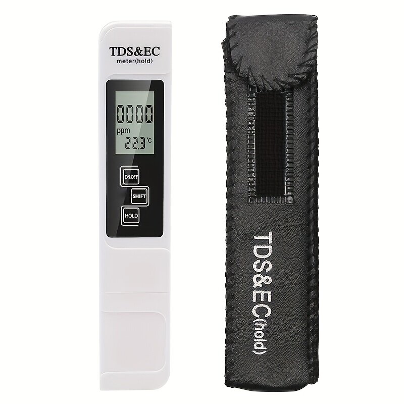 Цифровой тестер воды TDS EC с измерением температуры, диапазон 0–9990 ppm, белый
