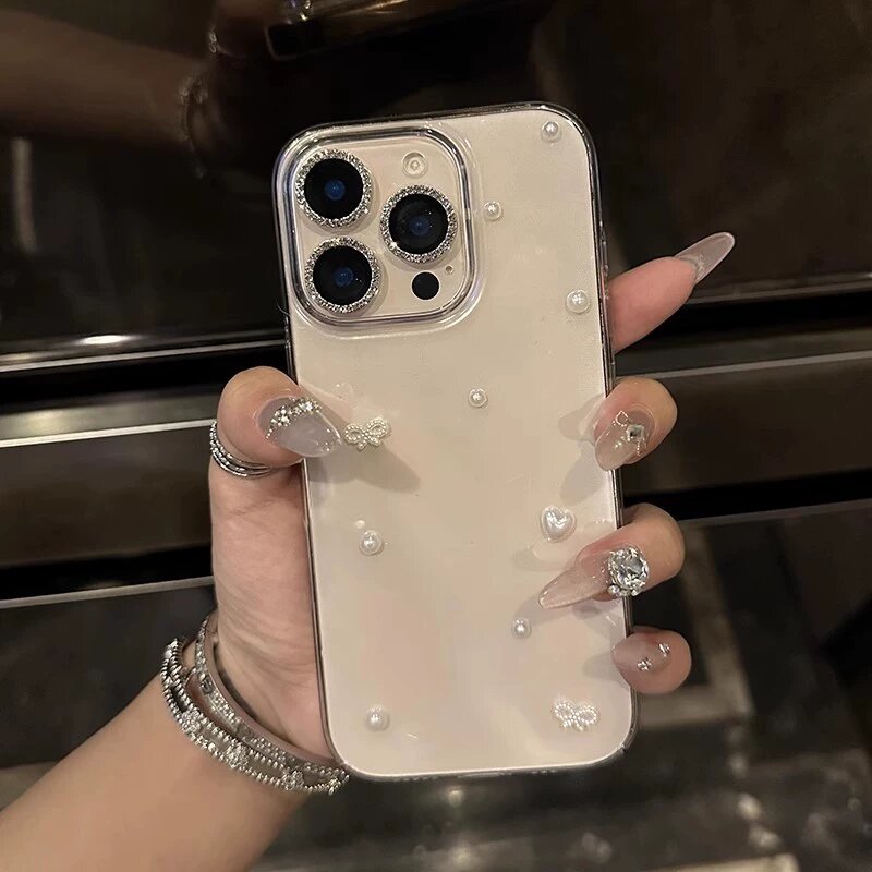 Чехол для iPhone 13 прозрачный с 3D-жемчужным дизайном, премиум-качество и гарантия