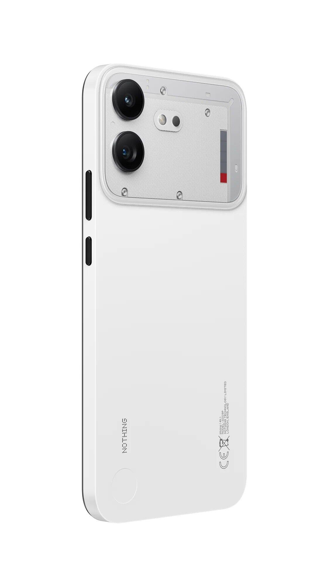 Смартфон Nothing Phone (4b), 4K-видео, LED-подсветка, 8/128Gb, White (Белый)