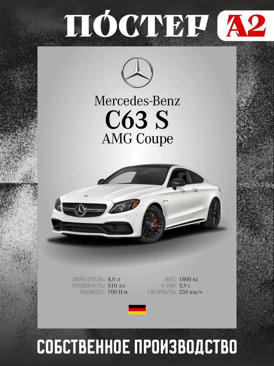Постер на стену интерьерный А2 Mercedes-Benz C63 S AMG Coupe