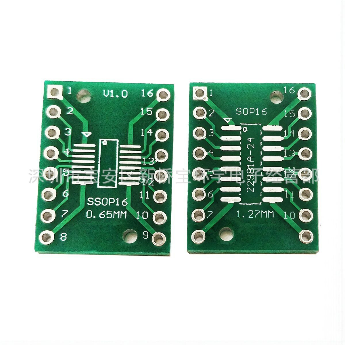 Плата переходная SOP8 PCB двусторонняя, шаг выводов 0.65мм и 1.27мм, адаптер для тестирования микросхем, компонент для пайки, SOP16