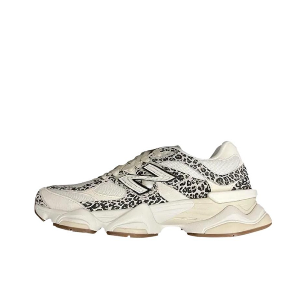 Кроссовки 9060,2025-2026, New Balance 9060, Sports, натуральная кожа, влагонепроницаемые, быстрая система шнуровки, мужчины, женщины, классический, беговые, EU, Белый/леопардовый принт, EU40,40