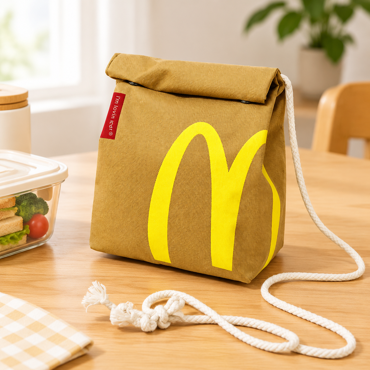 Рюкзак McDonald`s, школьный, унисекс, для средней и старшей школы, бежевый, нейлон (Объем: 13 л)