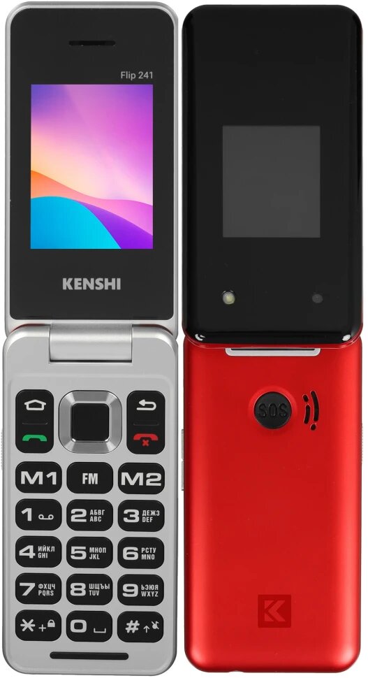 Сотовый телефон KENSHI Flip 241, раскладушка, 1000 мА*ч, 2G, красный