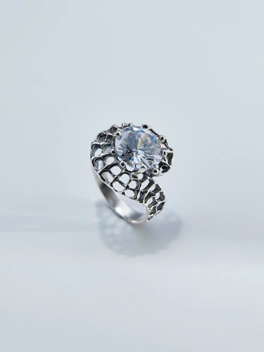 Кольцо, серебро, 925 проба, фианит