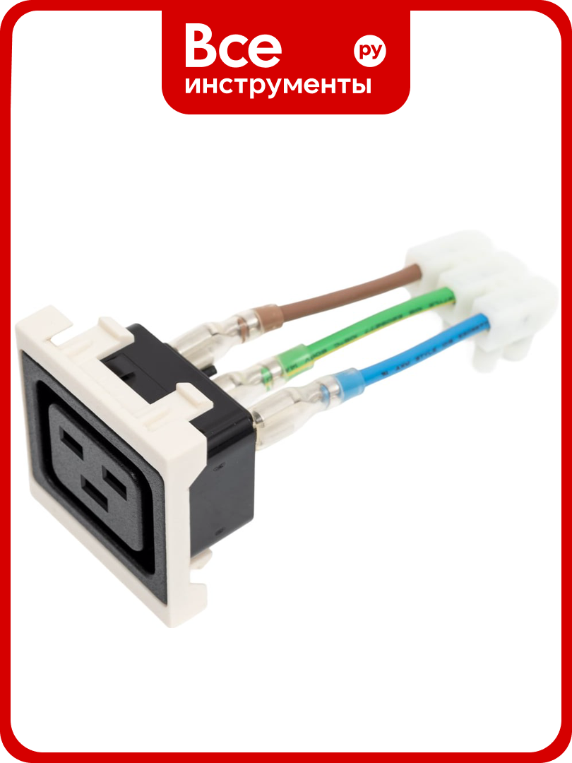 Розетка LANMASTER IEC 60320 C19 формата Mosaic, пластиковый корпус, черный цвет, степень защиты IP20, тип вставки